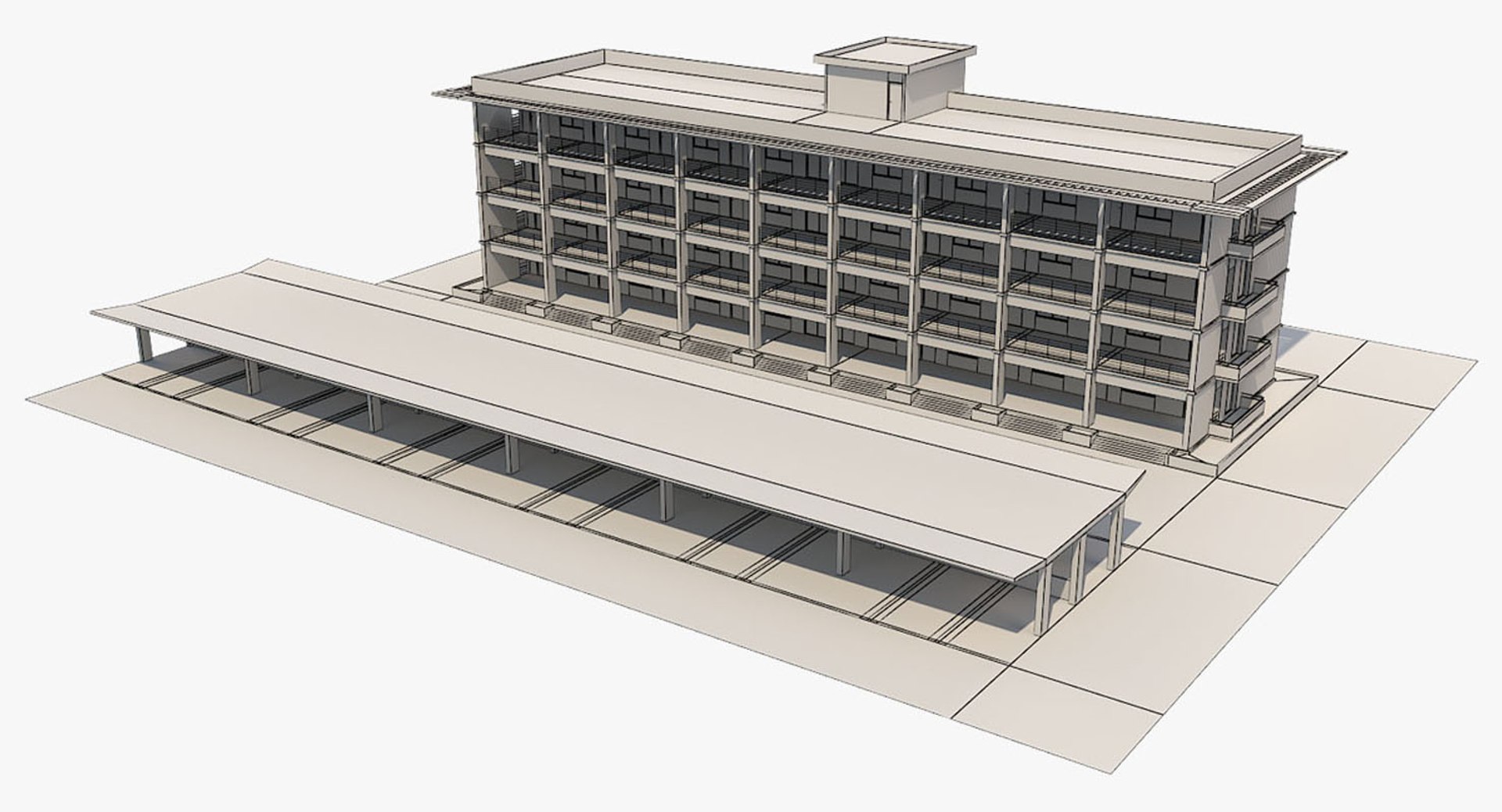3D Hotel Building 1 Model - TurboSquid 1420940