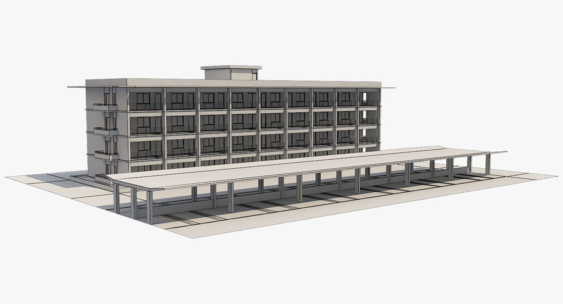 3D Hotel Building 1 Model - TurboSquid 1420940