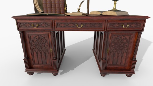 Openable victorian work desk 3D model - TurboSquid 1832639