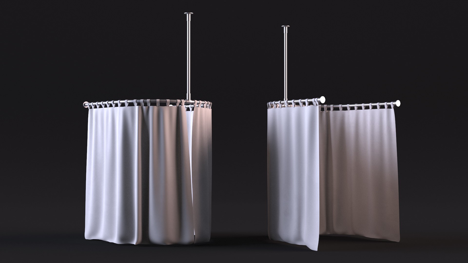 3D Model Fitting Room Curtain Closed White - TurboSquid 2120528