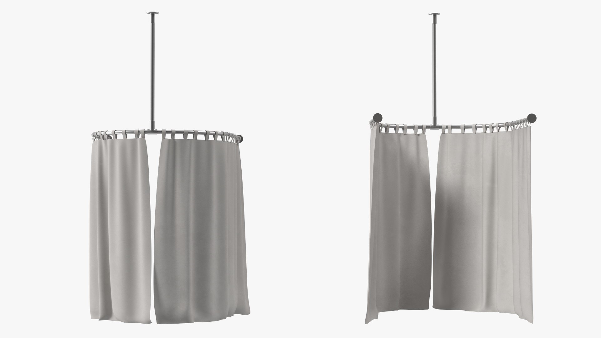 3D Model Fitting Room Curtain Closed White - TurboSquid 2120528