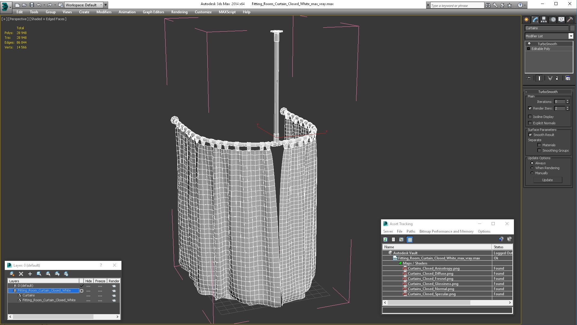 3D Model Fitting Room Curtain Closed White - TurboSquid 2120528