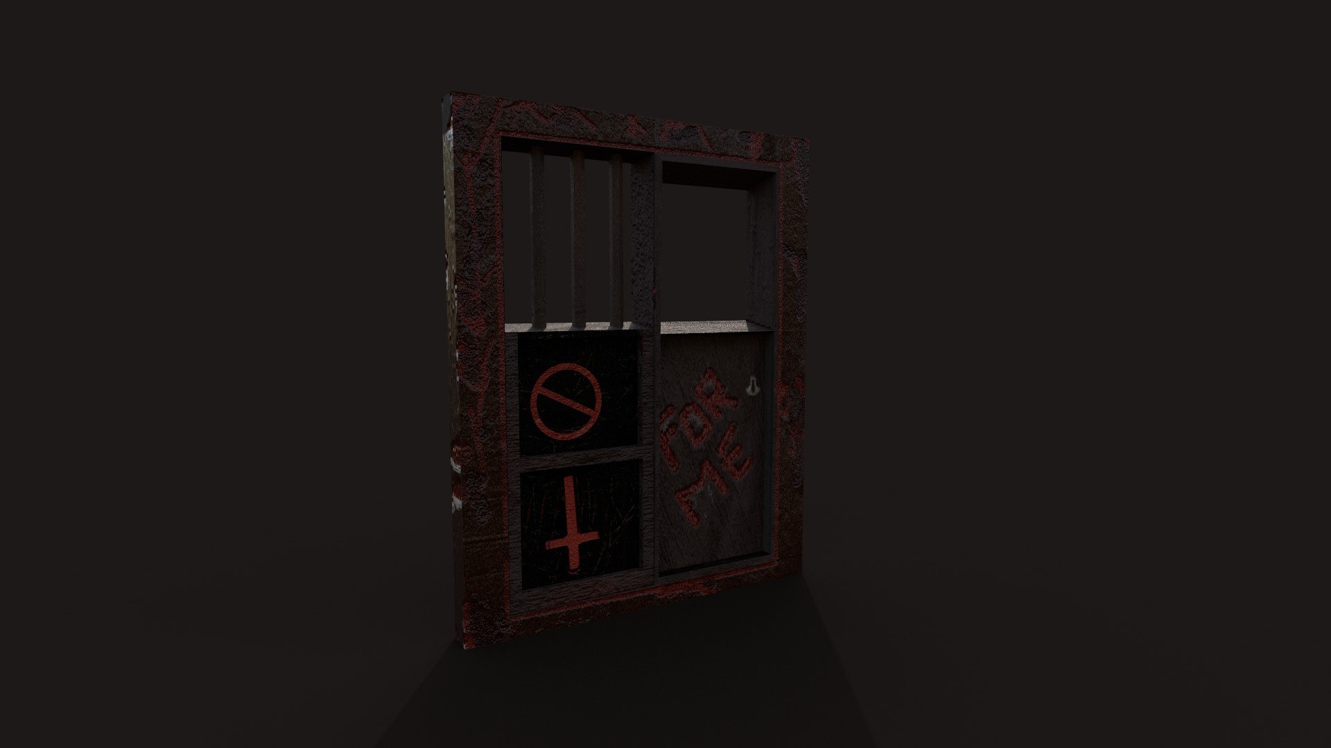 Cursed Entry Bloodied Door With Die For Me Inscription Inverted Cross ...
