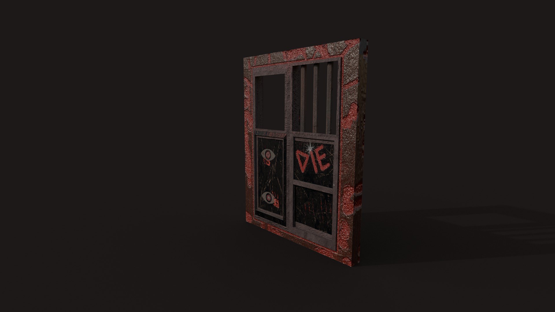 Cursed Entry Bloodied Door With Die For Me Inscription Inverted Cross ...