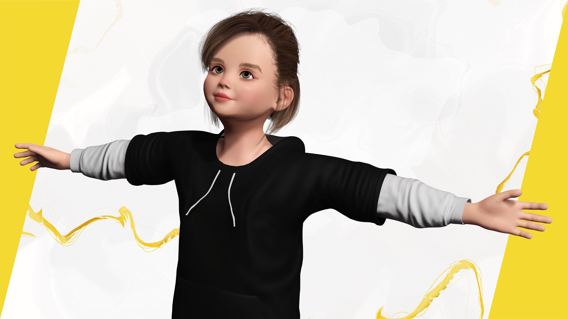 Adorable Stylized Girl Character Game Ready Charming 3D Model ...
