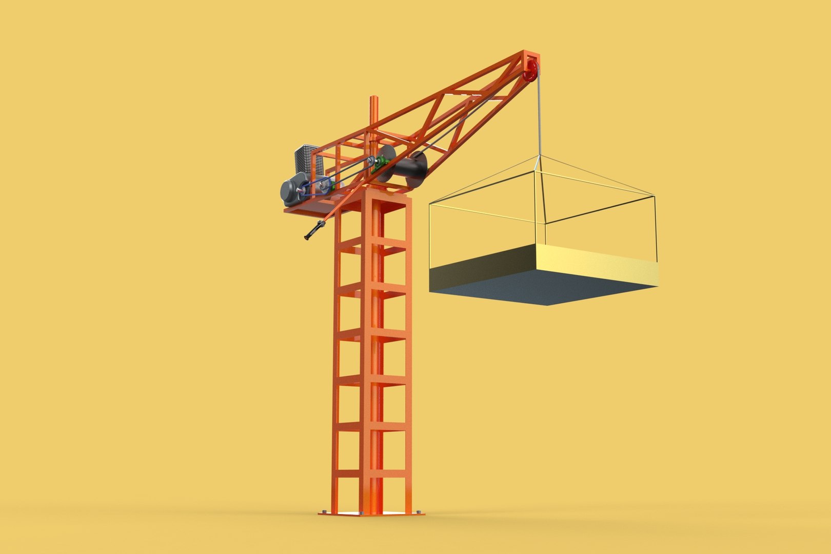 MINI TOWER CRANE MOTOR WINCH SWIVEL LIFTING ENGINE HOIST JIB TON Model ...