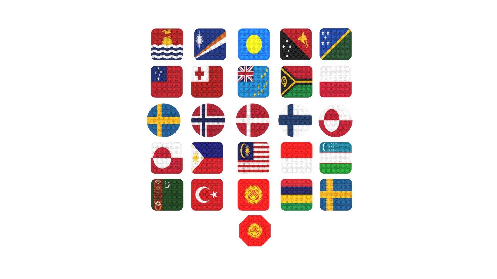 Flags Pop It Fidget Toys Set 3D model - TurboSquid 1784530