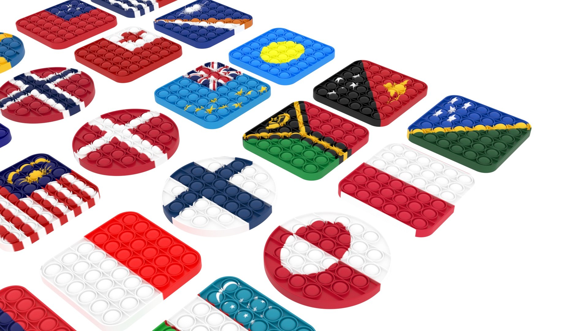 Flags Pop It Fidget Toys Set 3D model - TurboSquid 1784530