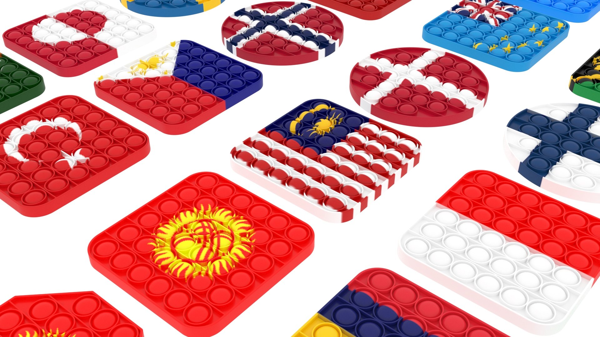 Flags Pop It Fidget Toys Set 3D model - TurboSquid 1784530