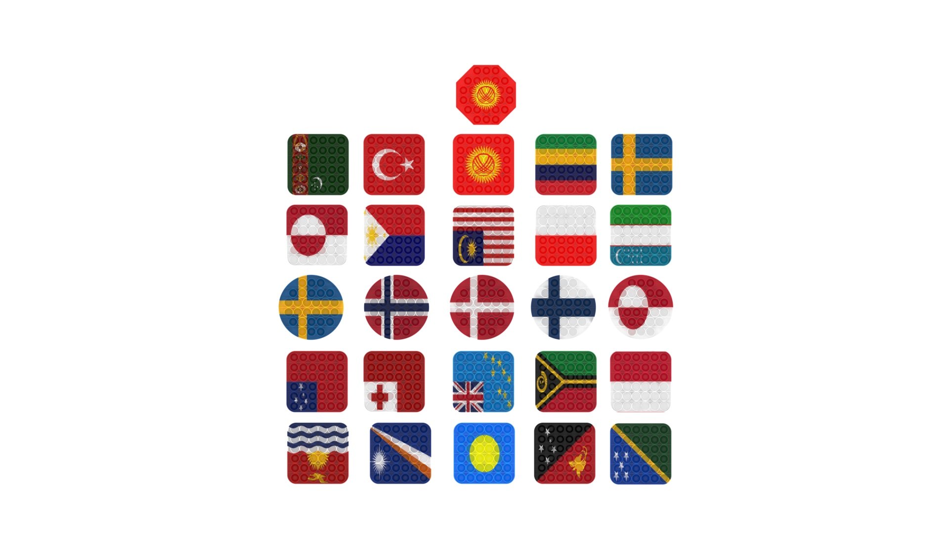 Flags Pop It Fidget Toys Set 3D model - TurboSquid 1784530