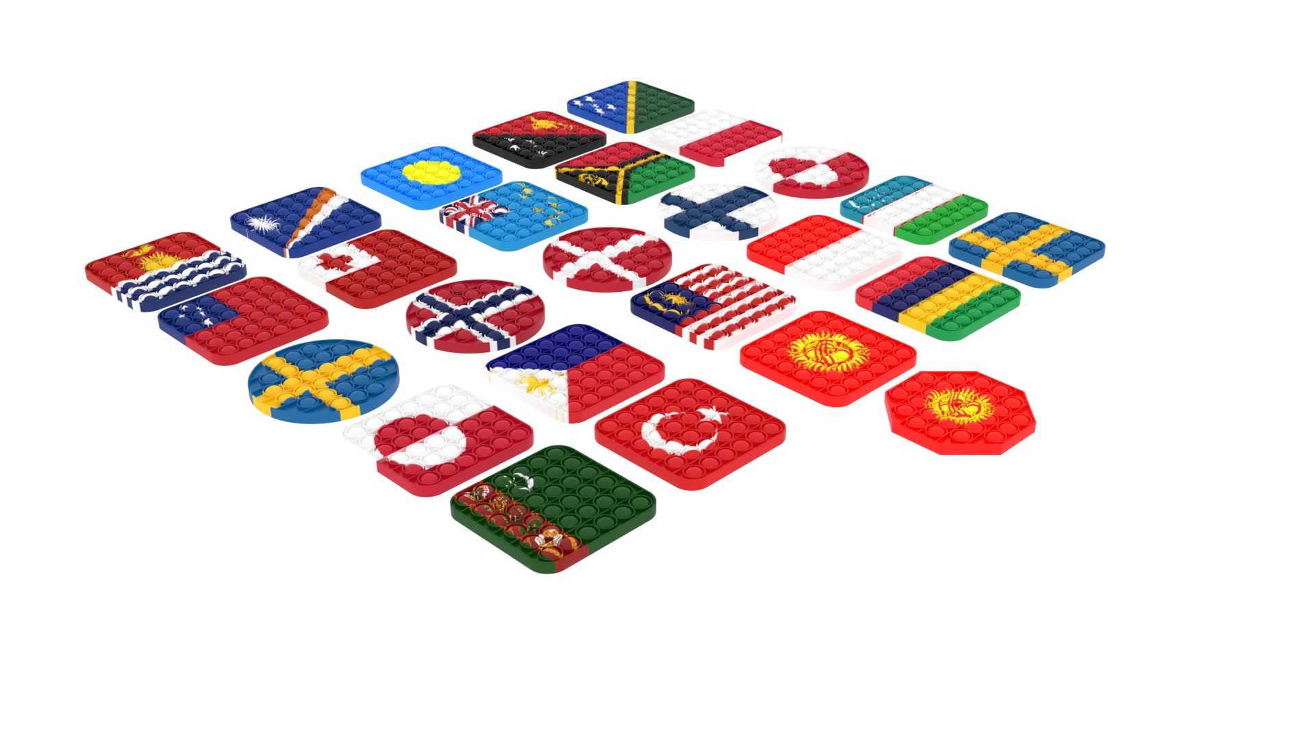 Flags Pop It Fidget Toys Set 3D model - TurboSquid 1784530
