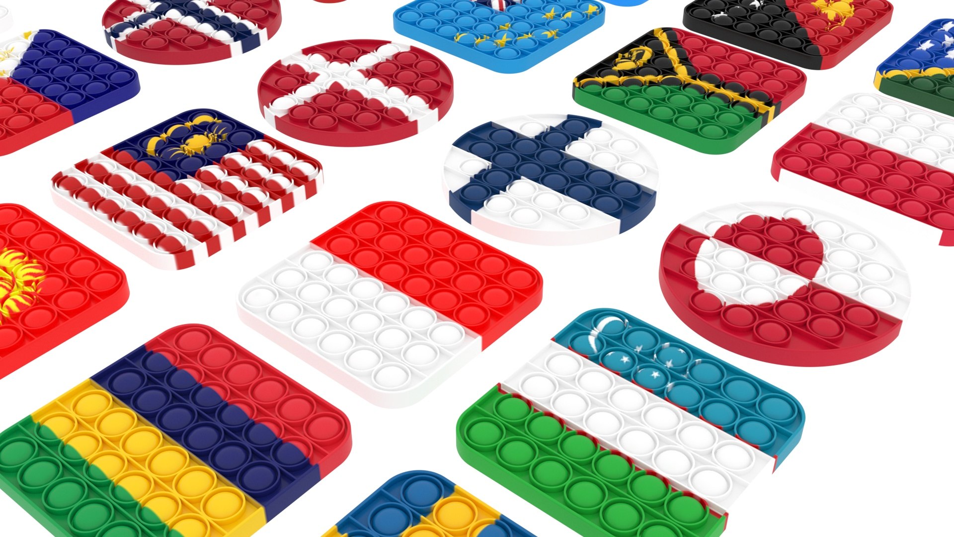 Flags Pop It Fidget Toys Set 3D model - TurboSquid 1784530