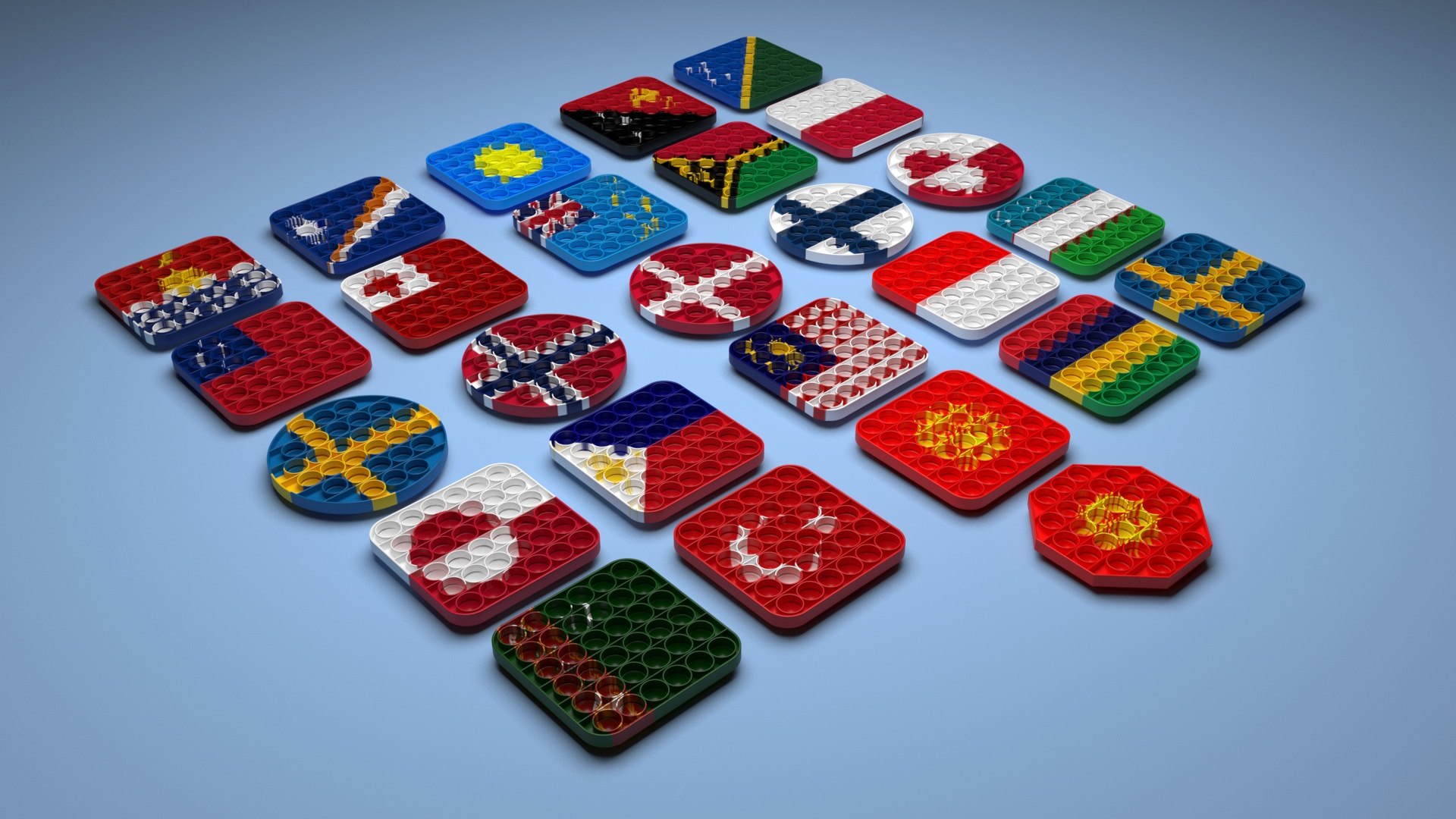 Flags Pop It Fidget Toys Set 3D model - TurboSquid 1784530