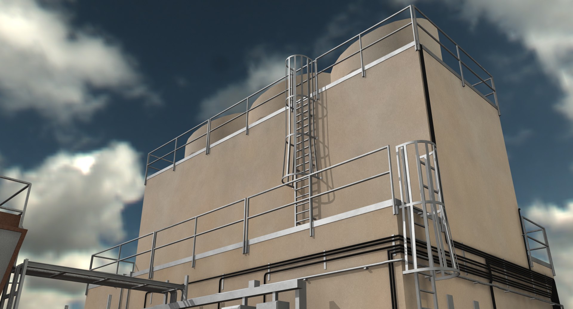air cooling towers shuttle 3d model