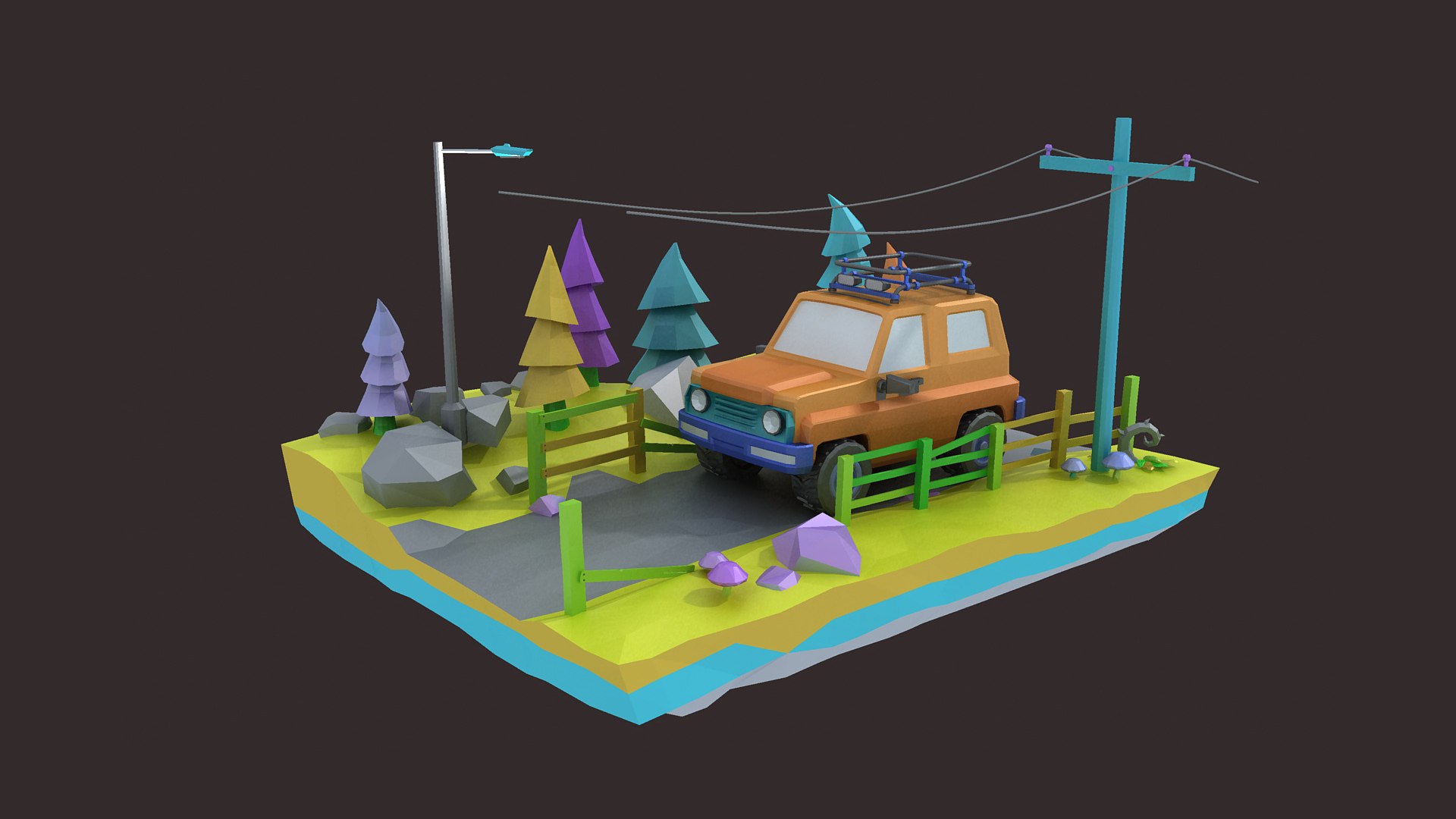 Cartoon car LowPoly suv Origami cars model - TurboSquid 1865675