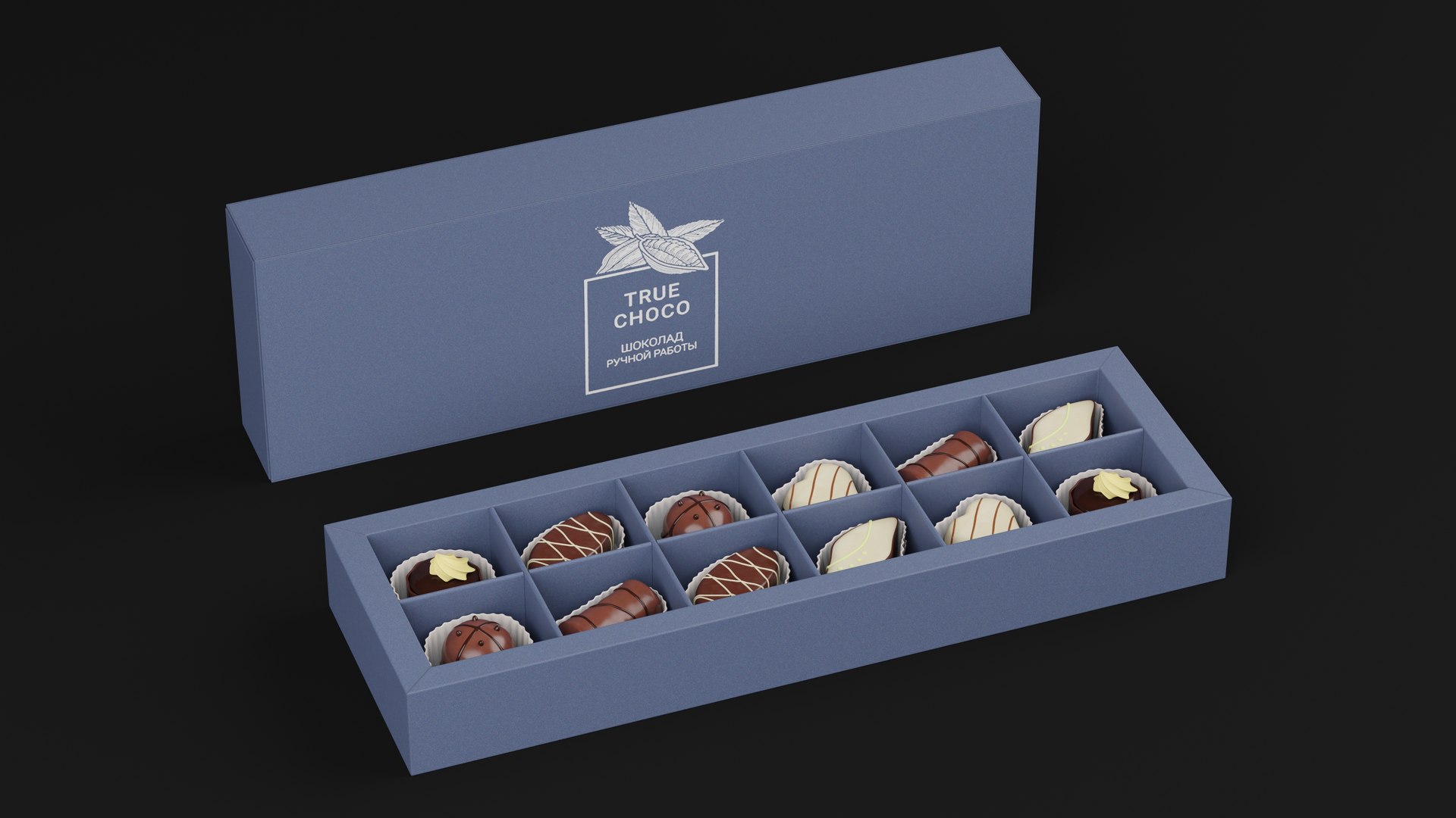 3D Box Of Handmade Chocolates True Choco Model - TurboSquid 2066145