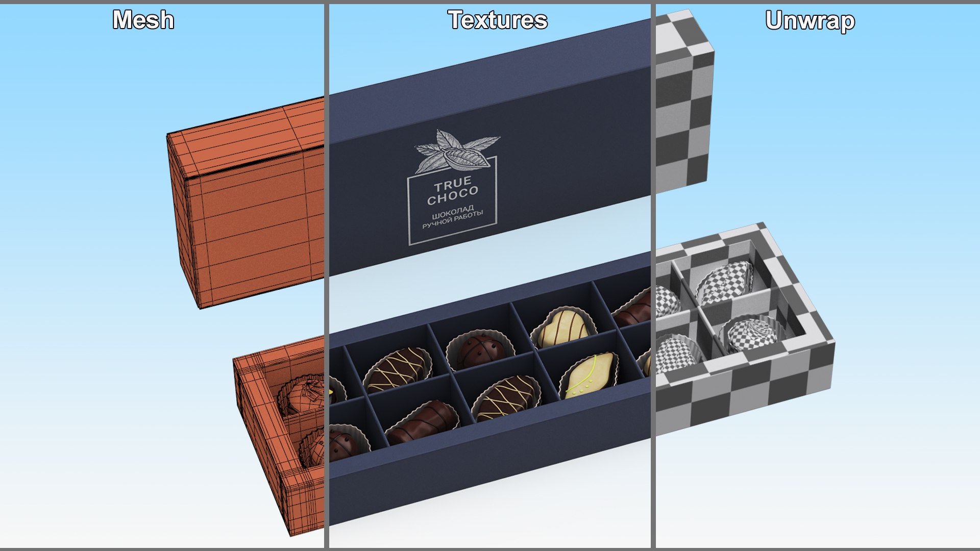 3D Box Of Handmade Chocolates True Choco Model - TurboSquid 2066145