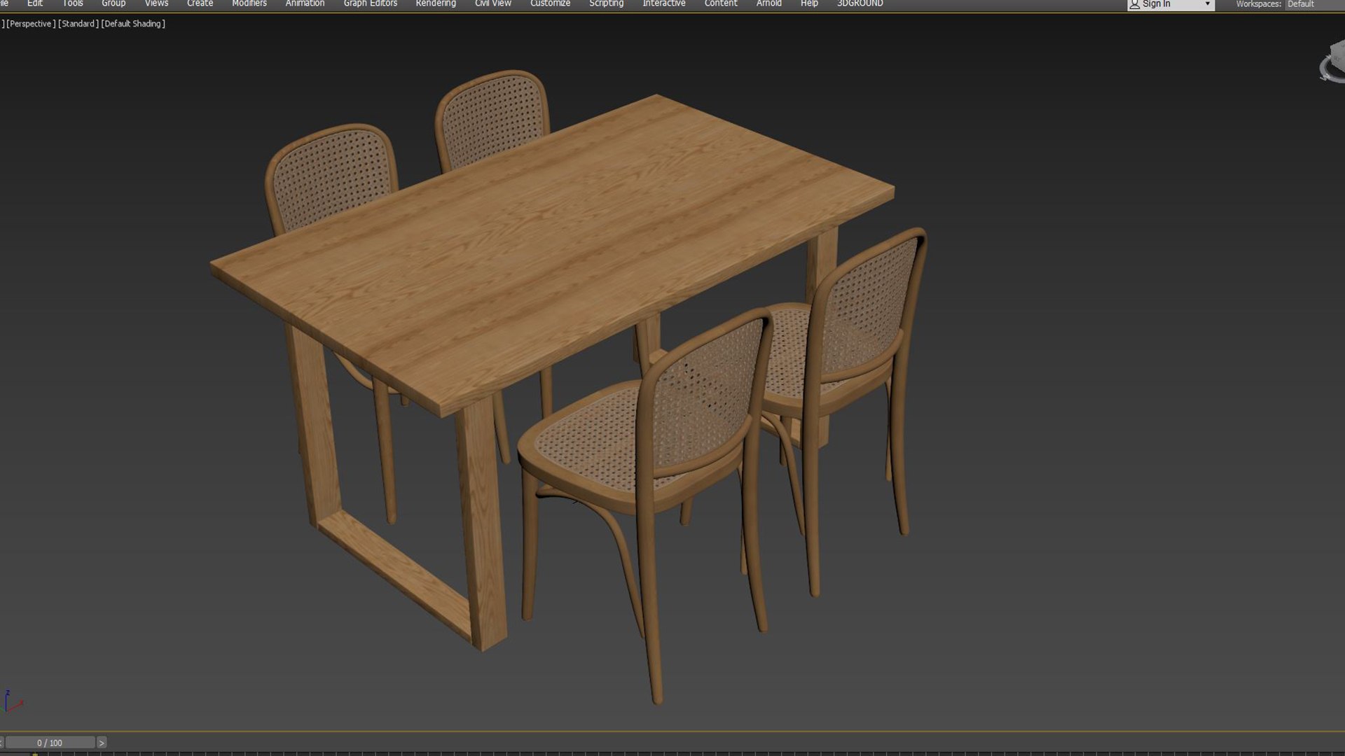 3D Oak Ski-Leg Dining Table and Luca Dining Chair yellow Set model ...