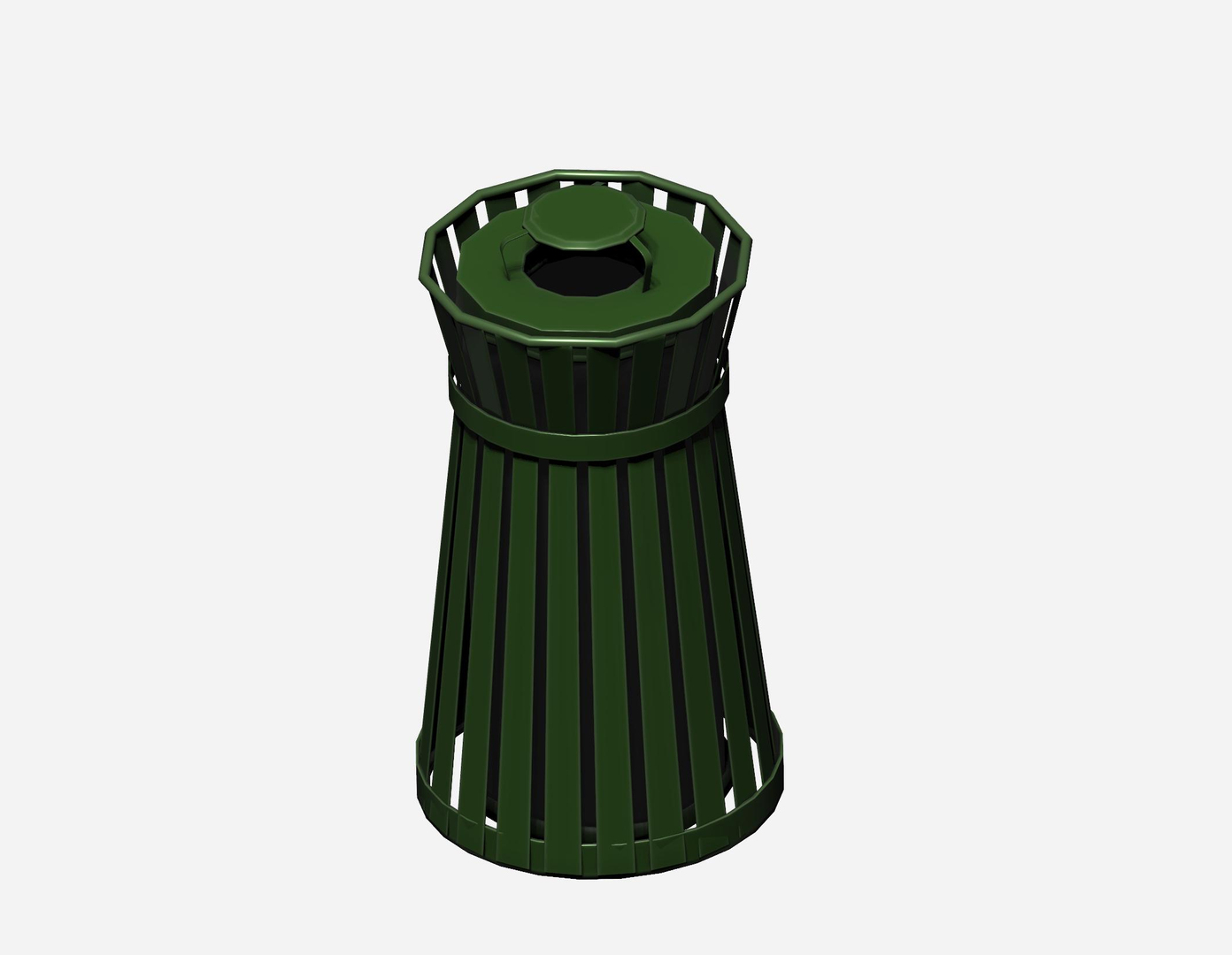 Green circular cage type trash can with tap cover 3D - TurboSquid 2130547