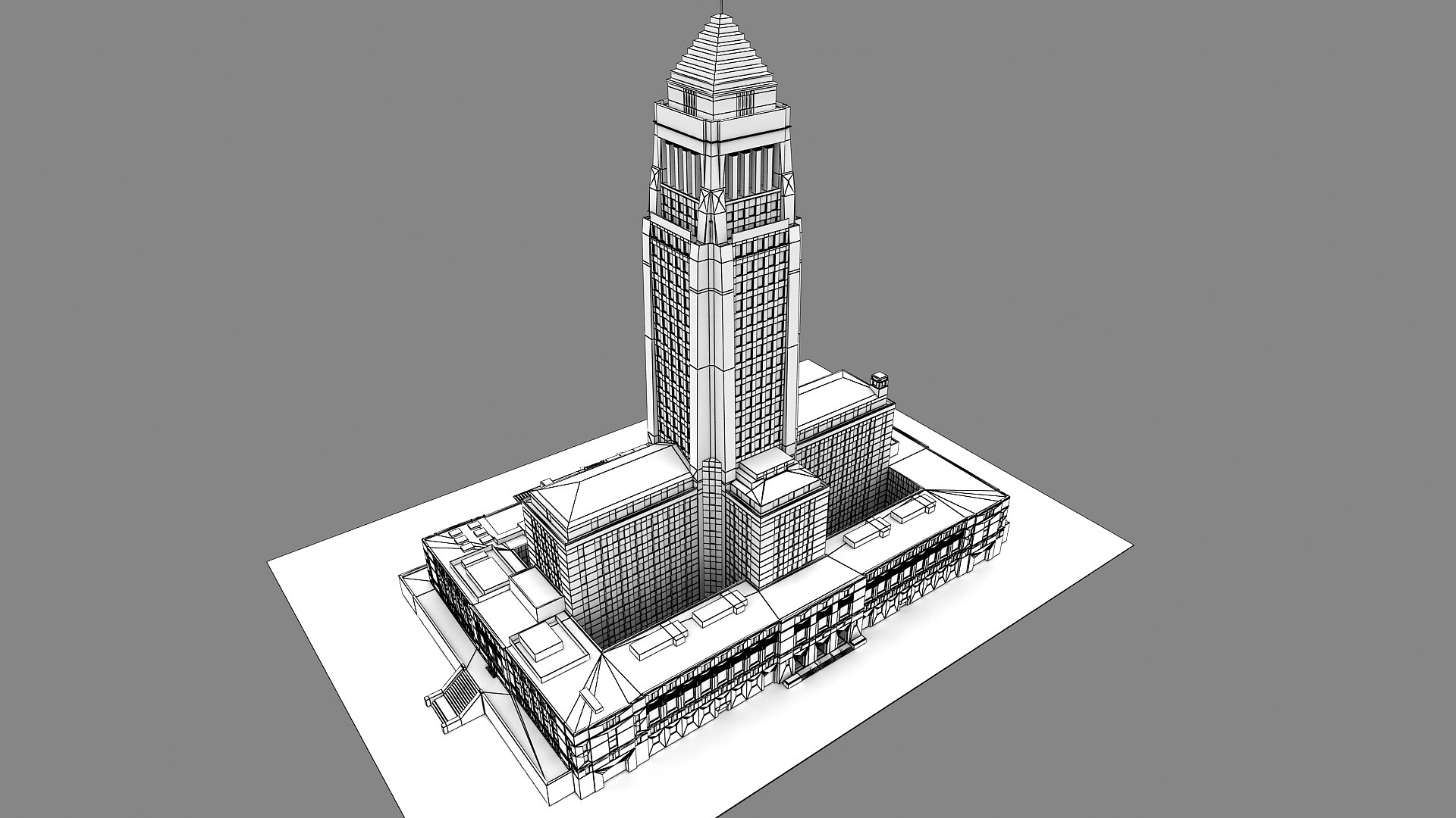 3D Los Angeles City Hall model - TurboSquid 1730268
