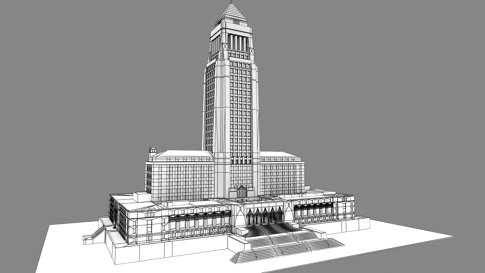 3D Los Angeles City Hall model - TurboSquid 1730268