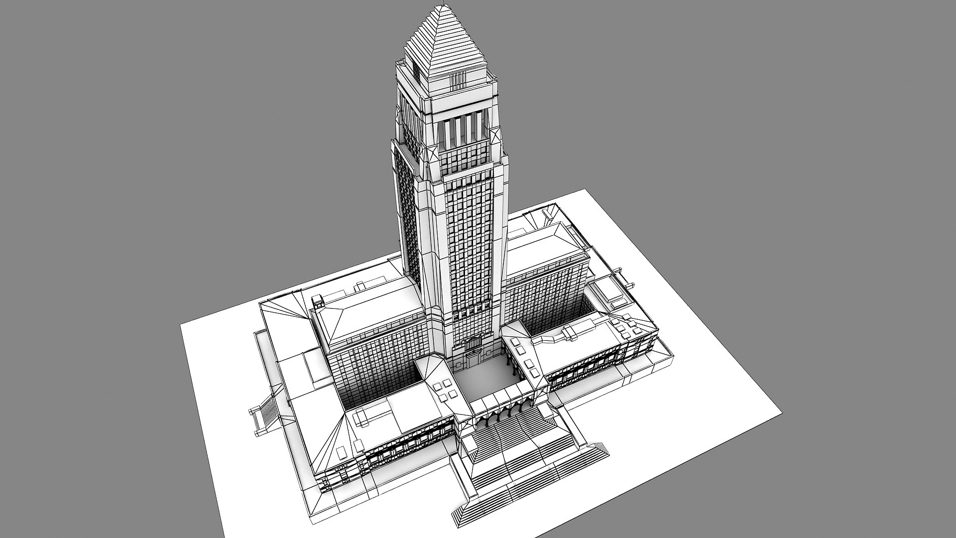3D Los Angeles City Hall model - TurboSquid 1730268