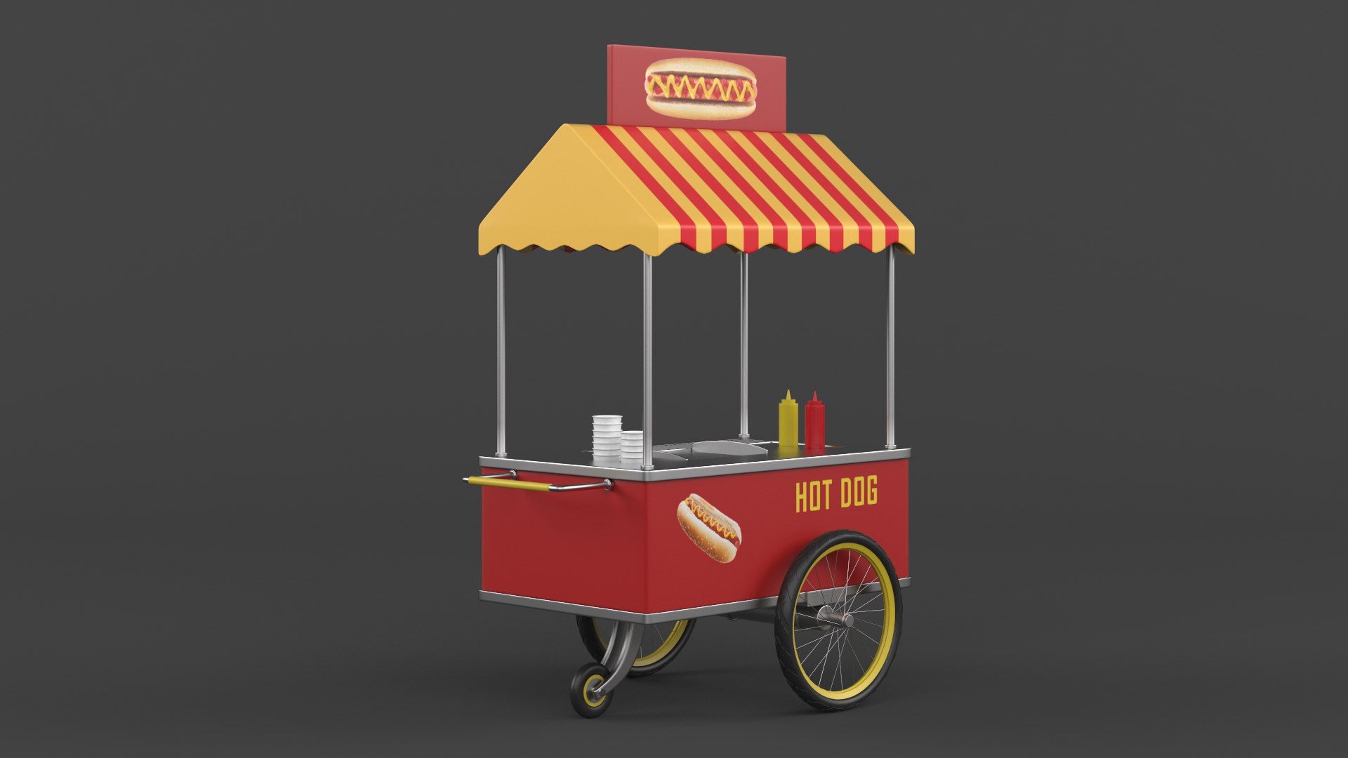 Hot Dog Cart 3D - TurboSquid 2142507
