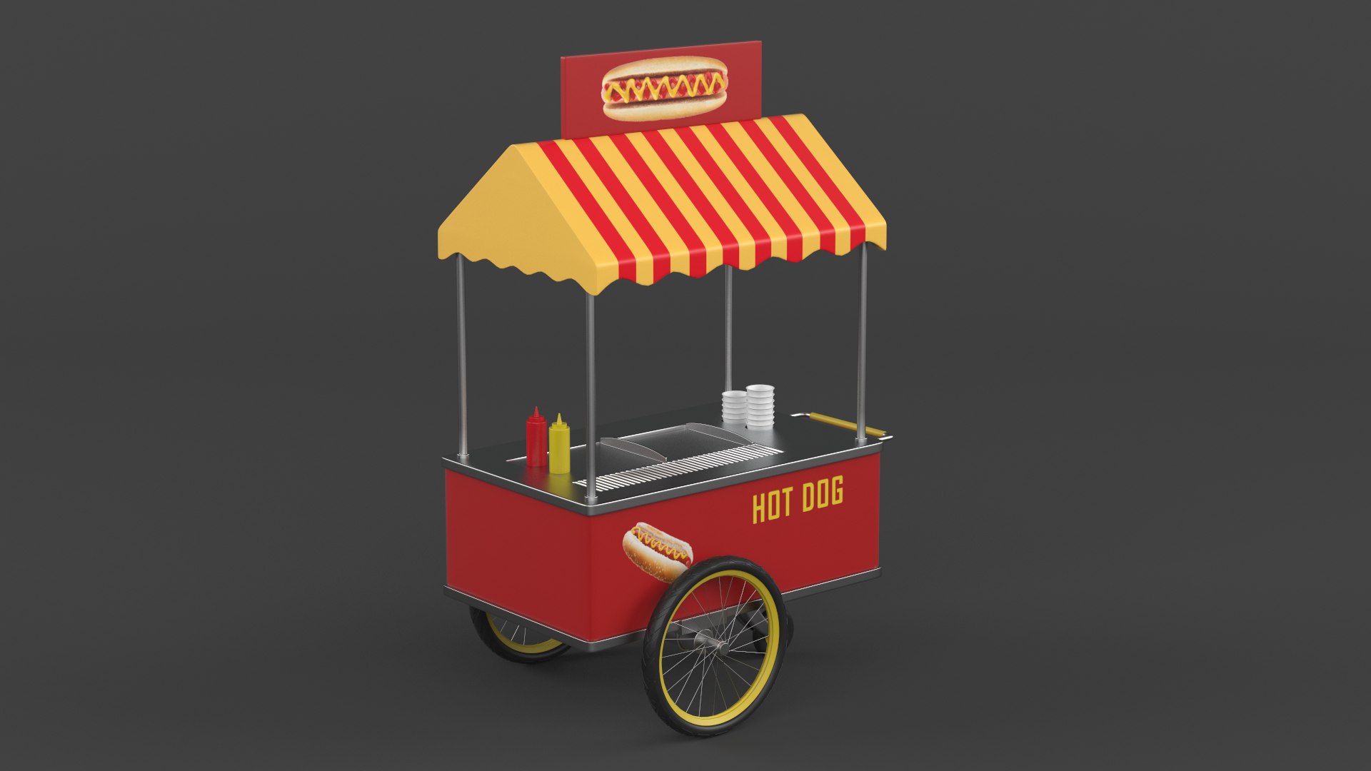 Hot Dog Cart 3D - TurboSquid 2142507