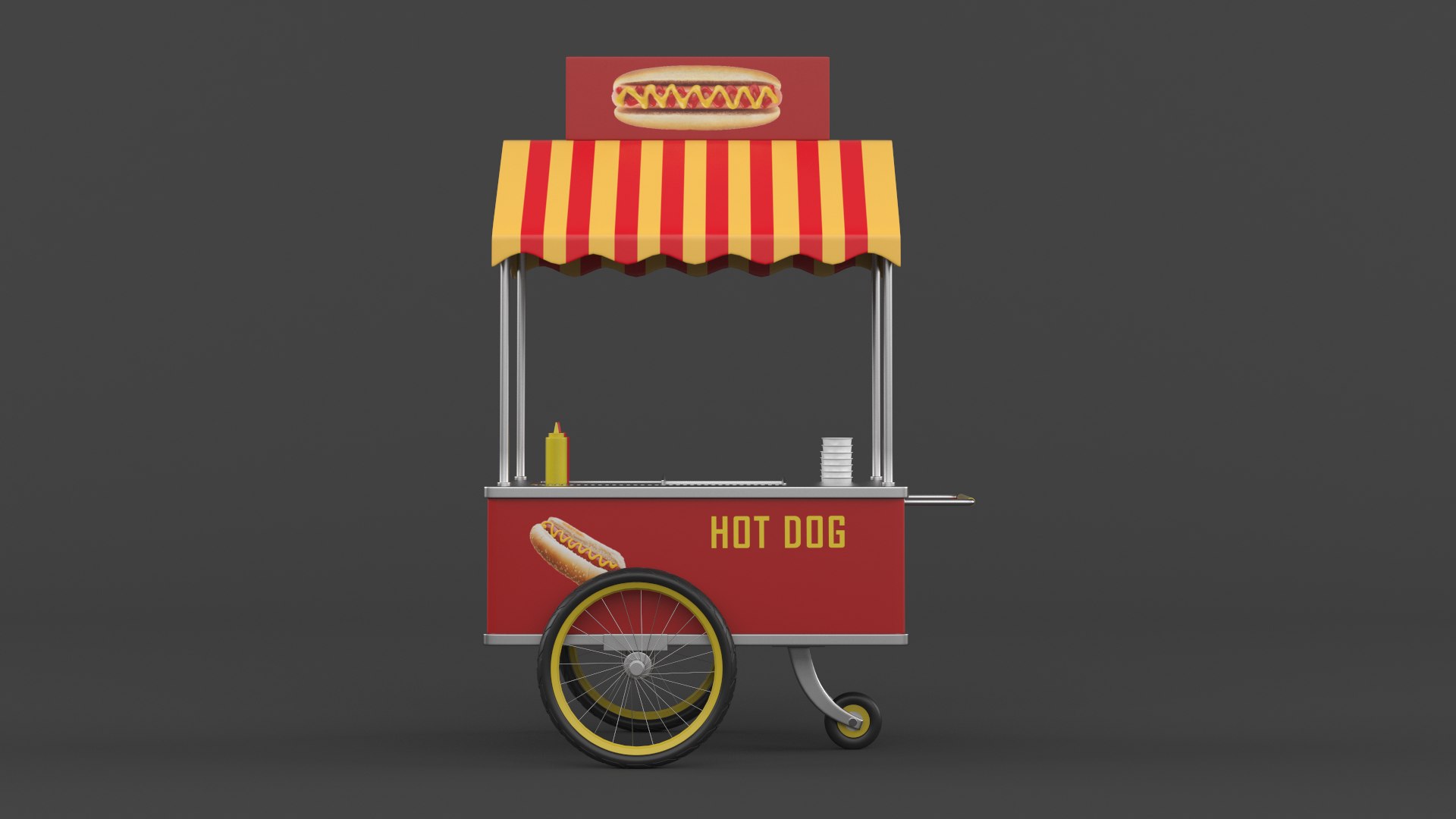 Hot Dog Cart 3D - TurboSquid 2142507