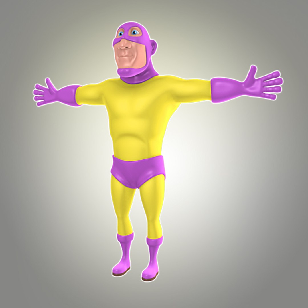 Cool Cartoon Superhero 3d Model
