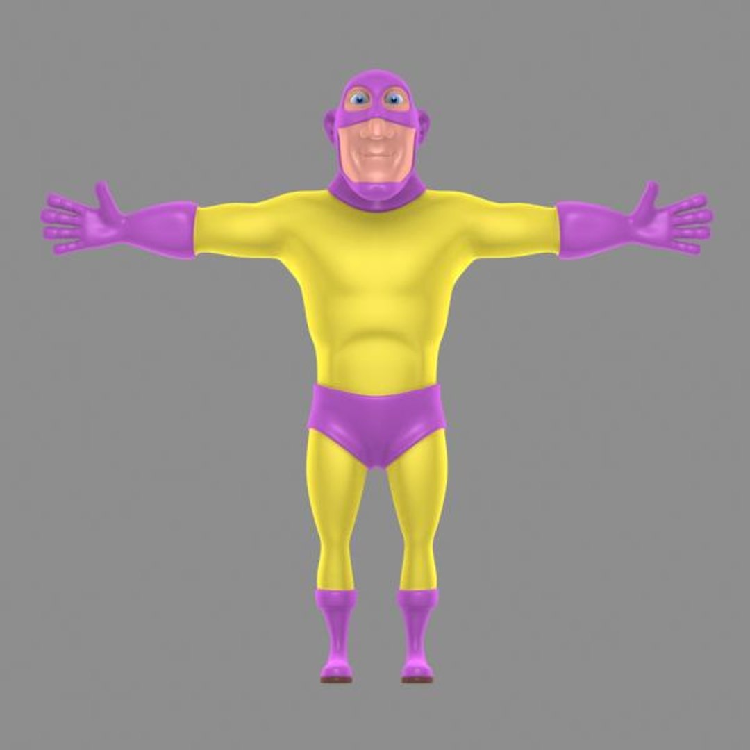 Cool Cartoon Superhero 3d Model