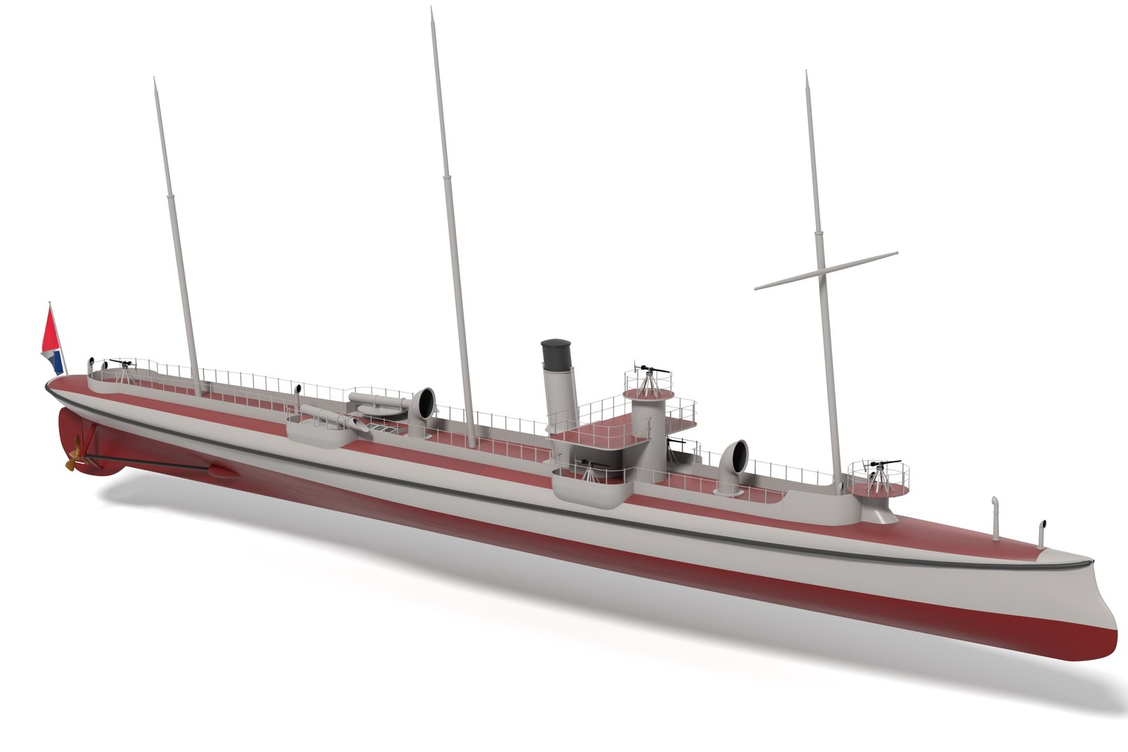3D Simple Model Torpedo Gunboat Dragonne 1885 - French Navy ...
