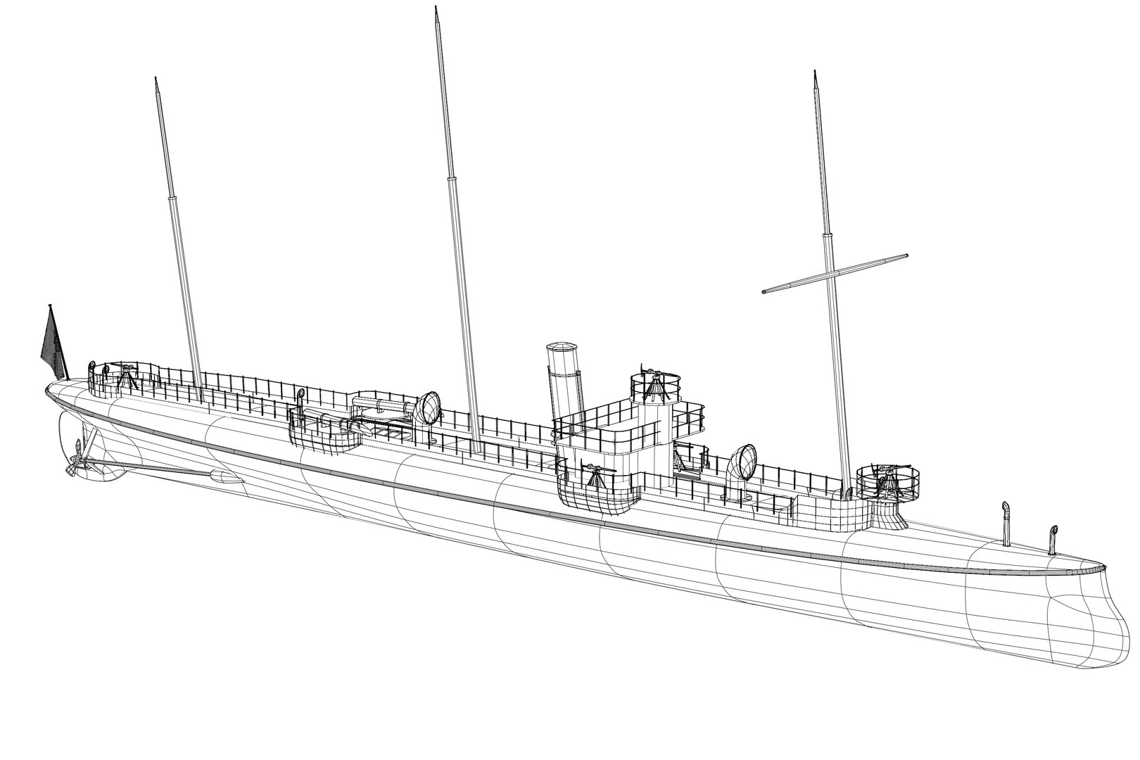 3D Simple Model Torpedo Gunboat Dragonne 1885 - French Navy ...