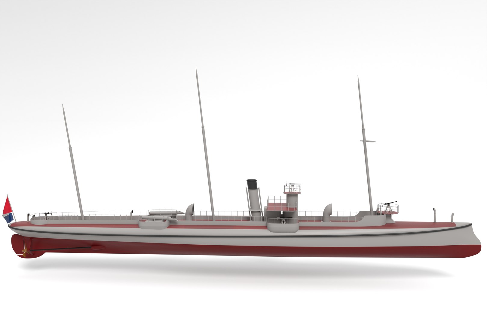 3D Simple Model Torpedo Gunboat Dragonne 1885 - French Navy ...