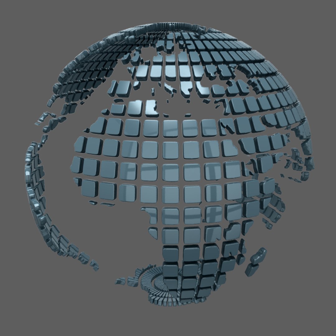 3d globe squares model