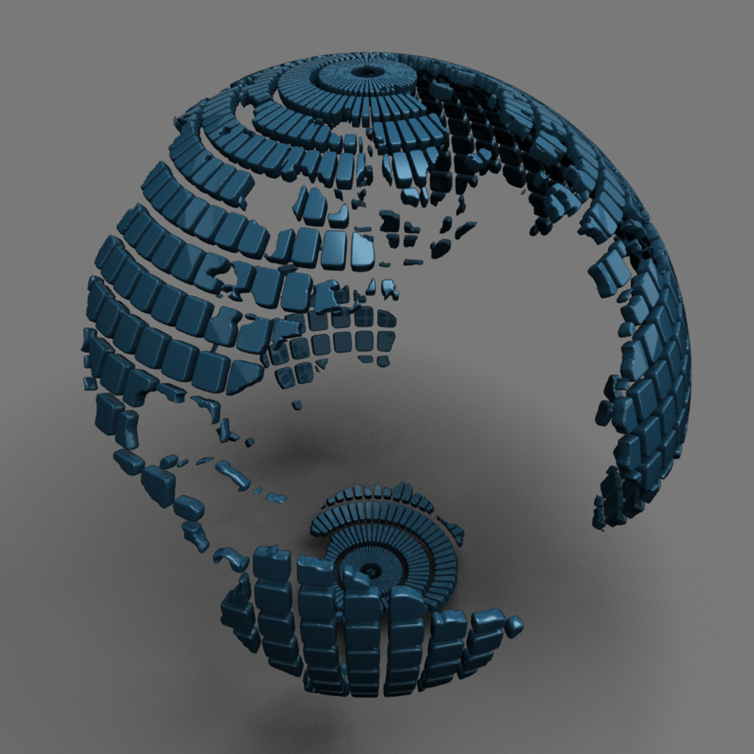 3d globe squares model