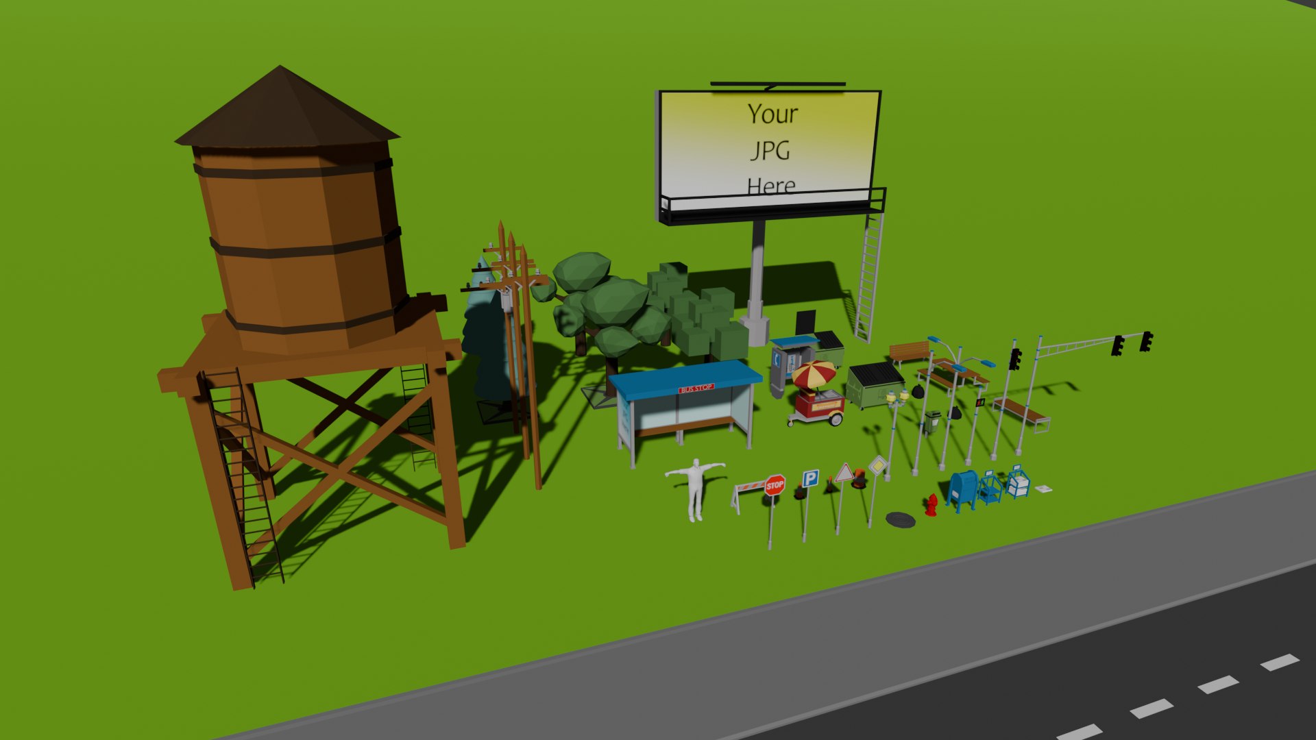 3D City Props Pack Low Poly Model - TurboSquid 2188885