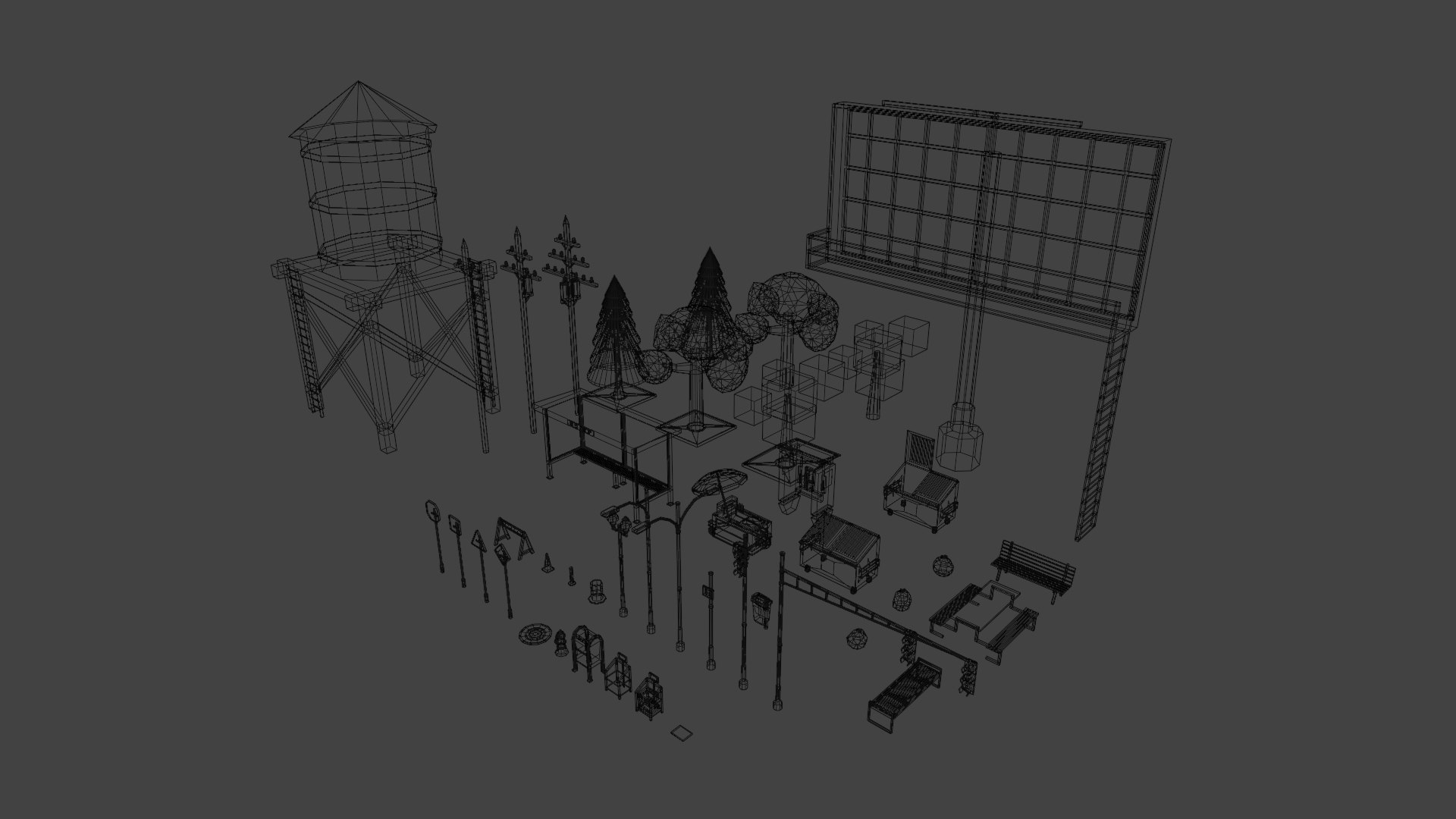 3D City Props Pack Low Poly Model - TurboSquid 2188885