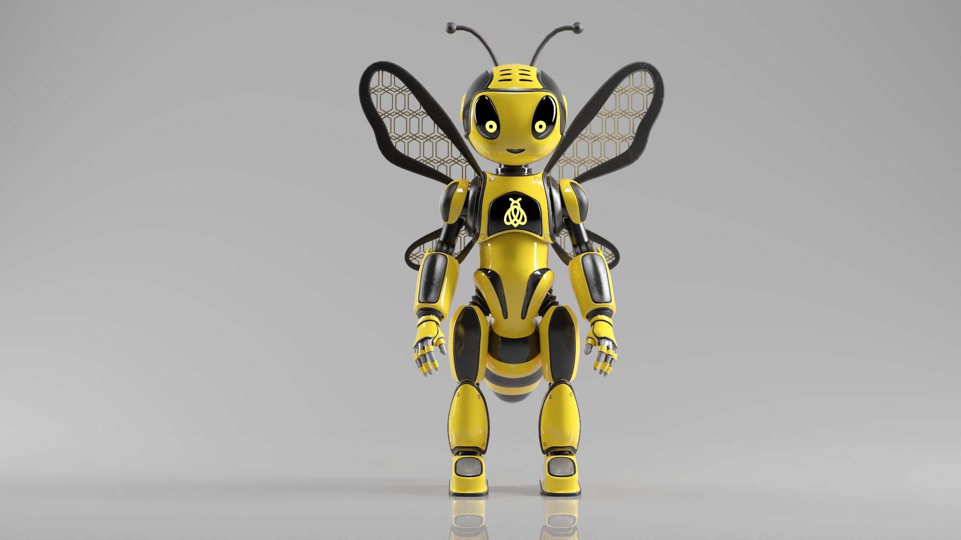 Futuristic Bee Robot Mascot Rigged Character 3D Model - TurboSquid 2435856