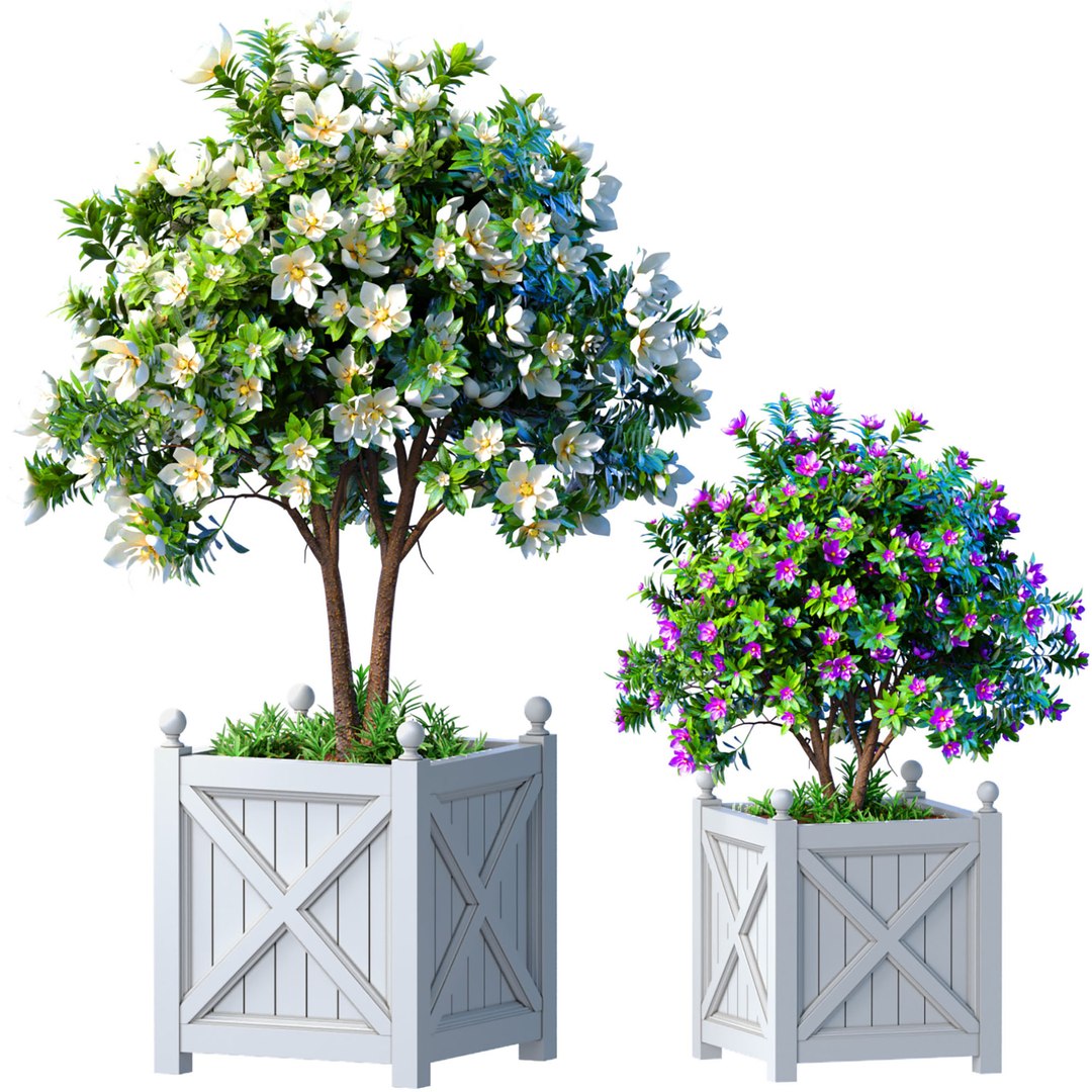 3D Decorative Tree Garden In Planter Pot Decoration Provence Style ...
