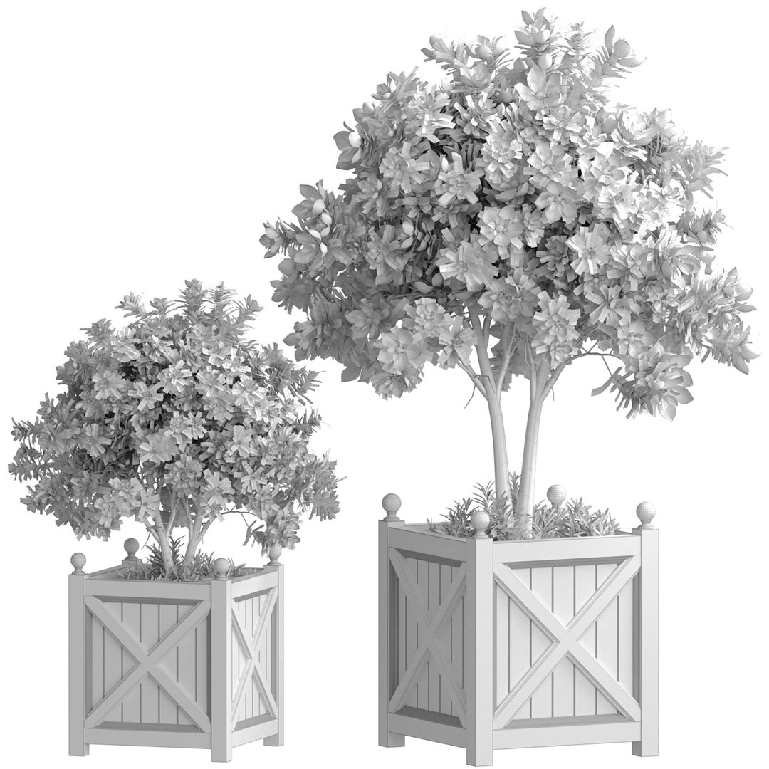3D Decorative Tree Garden In Planter Pot Decoration Provence Style ...