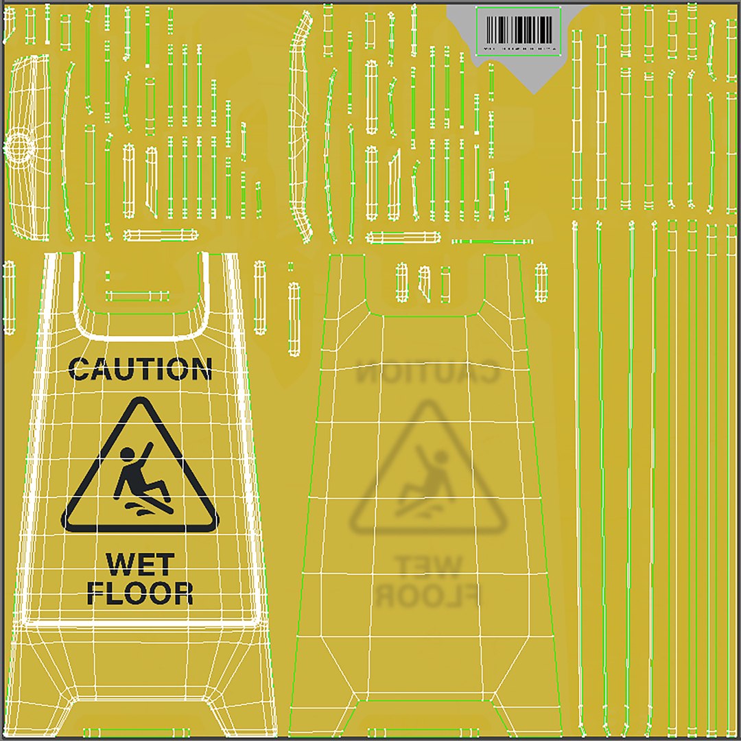 Sign Plate Caution Wet Floor 3D Model - TurboSquid 2327038