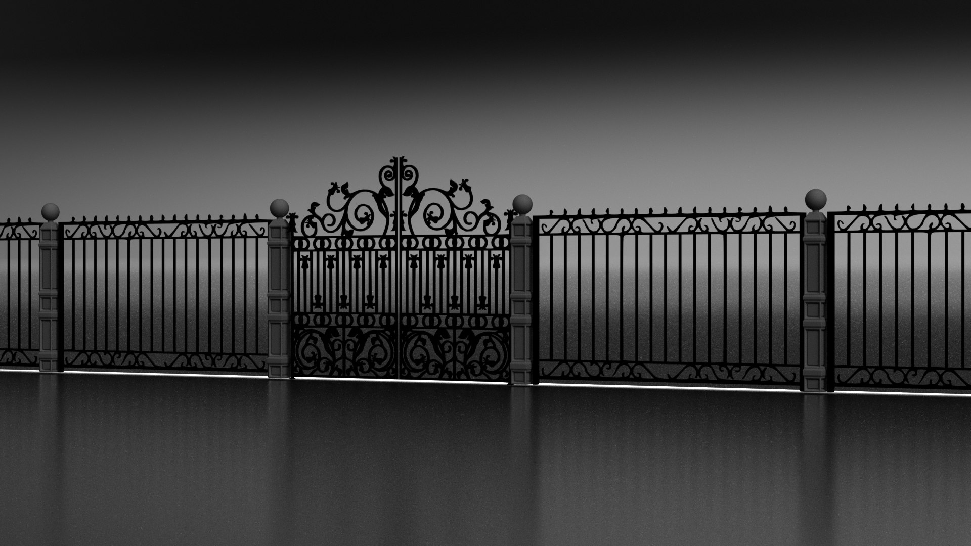 Forged Steel Gate With Modular Fence 3D - TurboSquid 1851588