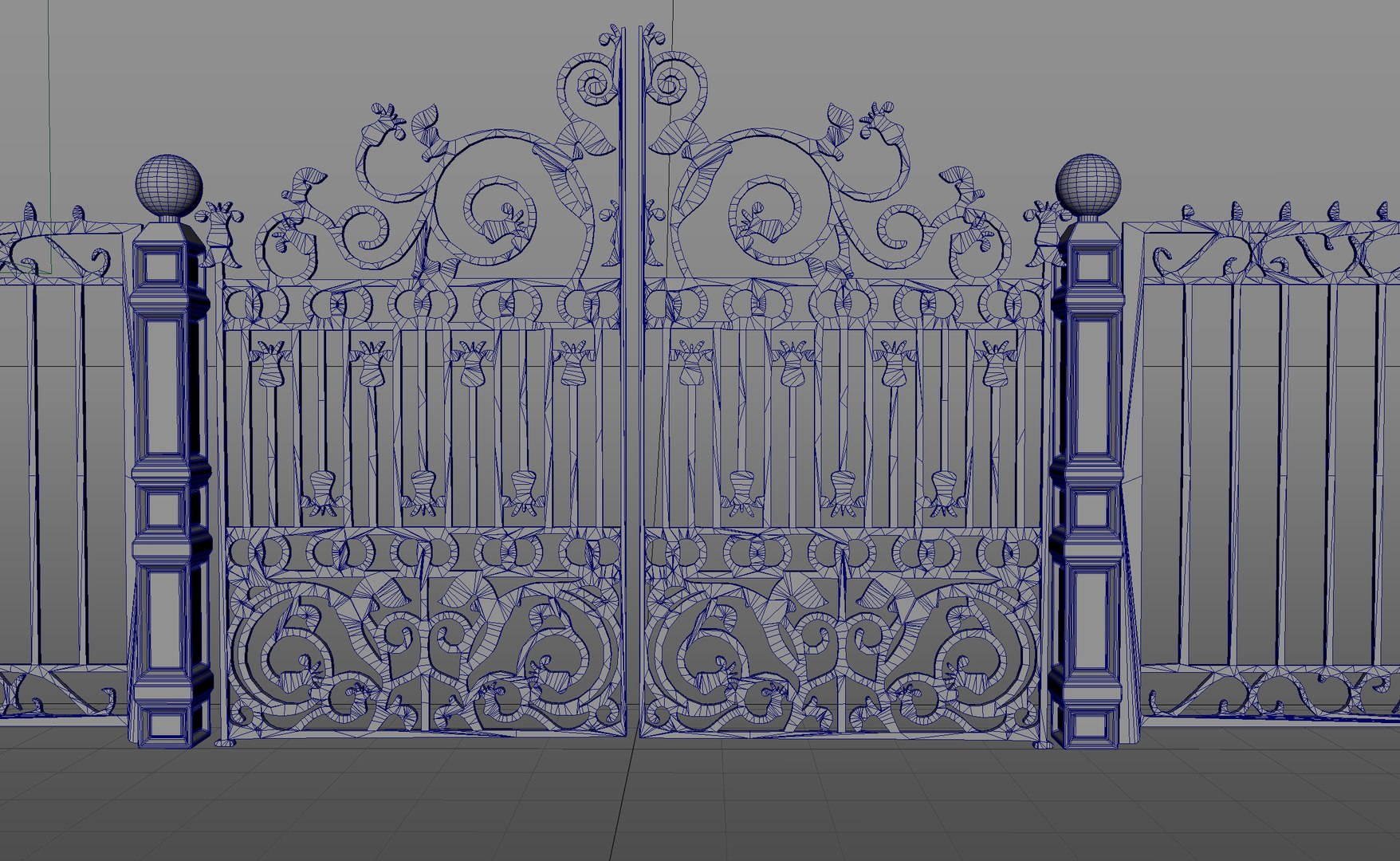 Forged Steel Gate With Modular Fence 3D - TurboSquid 1851588