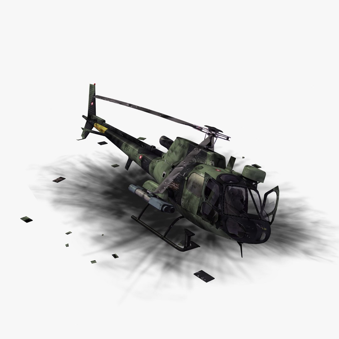 3d Destroyed Fennec Helicopter