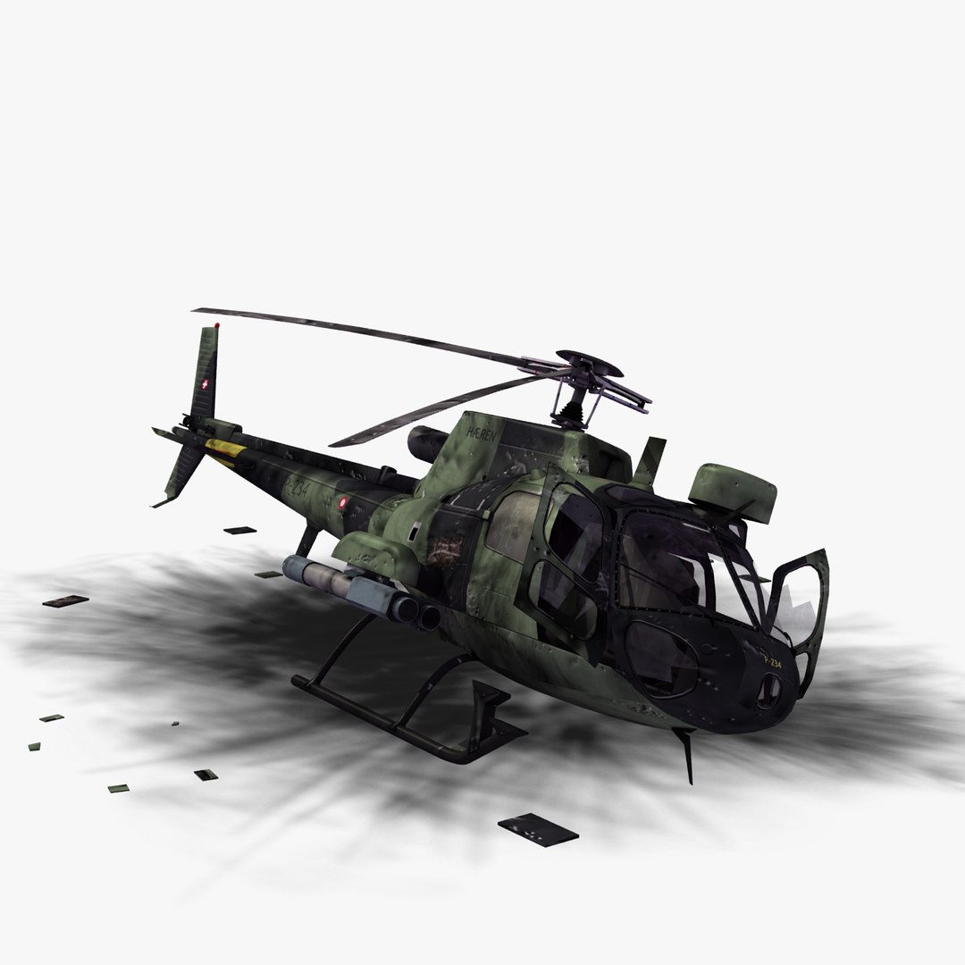3d Destroyed Fennec Helicopter