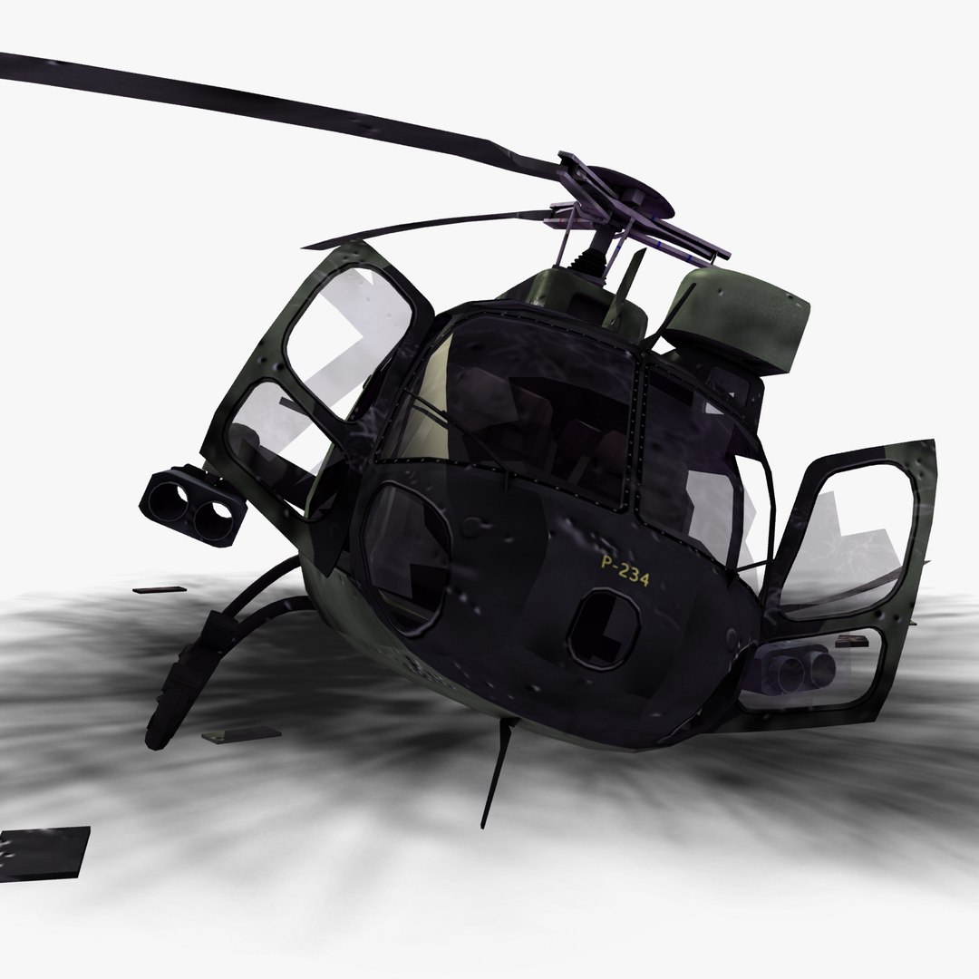 3d Destroyed Fennec Helicopter