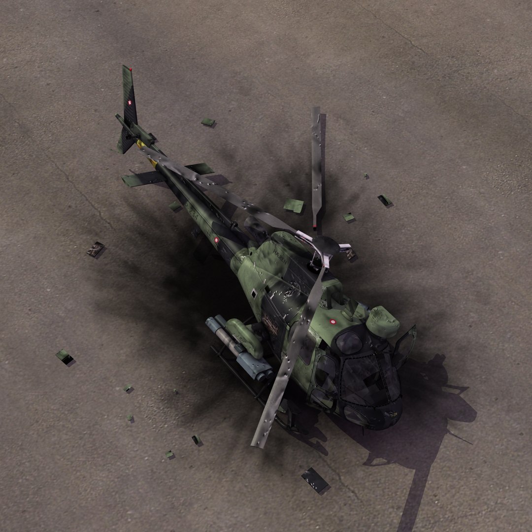 3d Destroyed Fennec Helicopter
