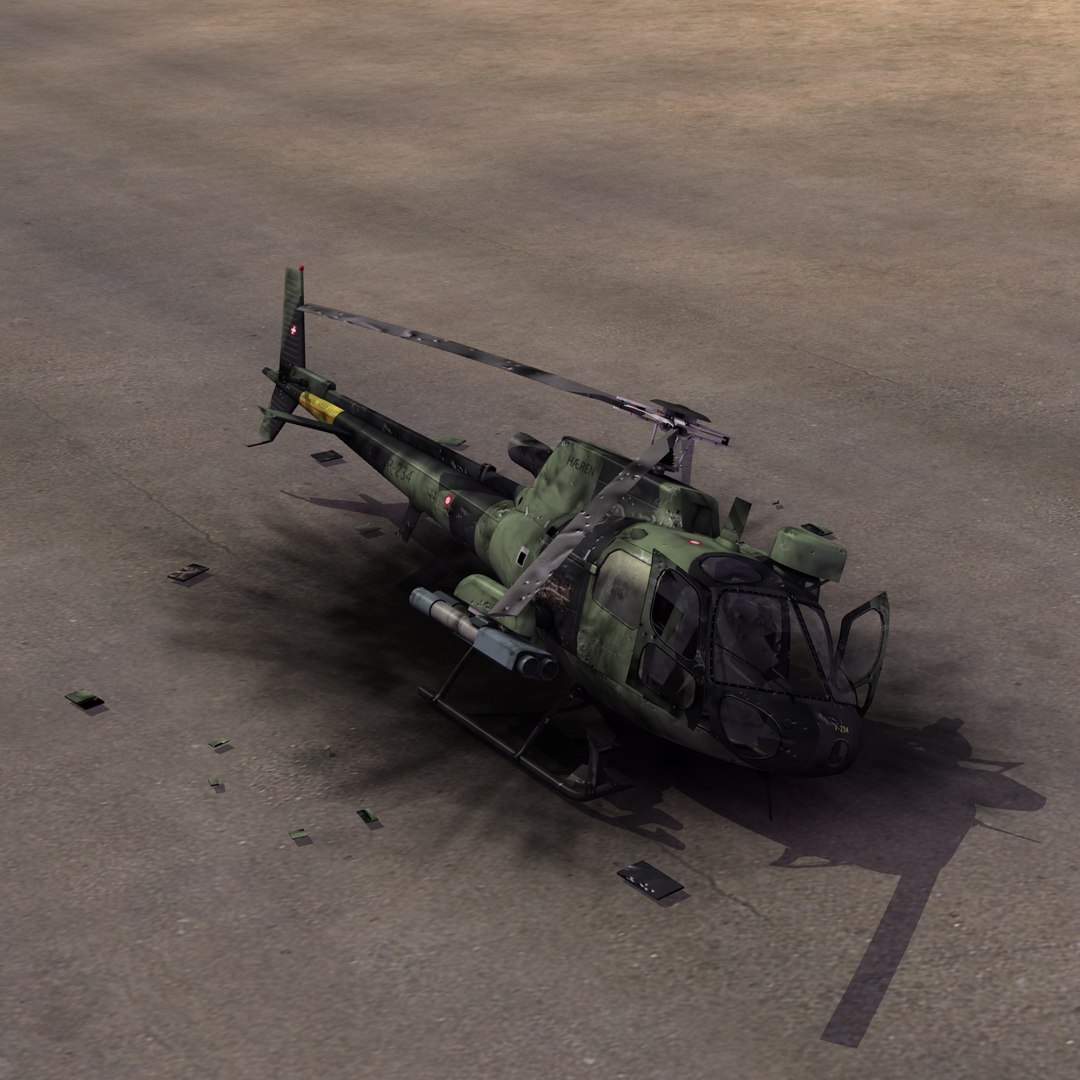 3d Destroyed Fennec Helicopter
