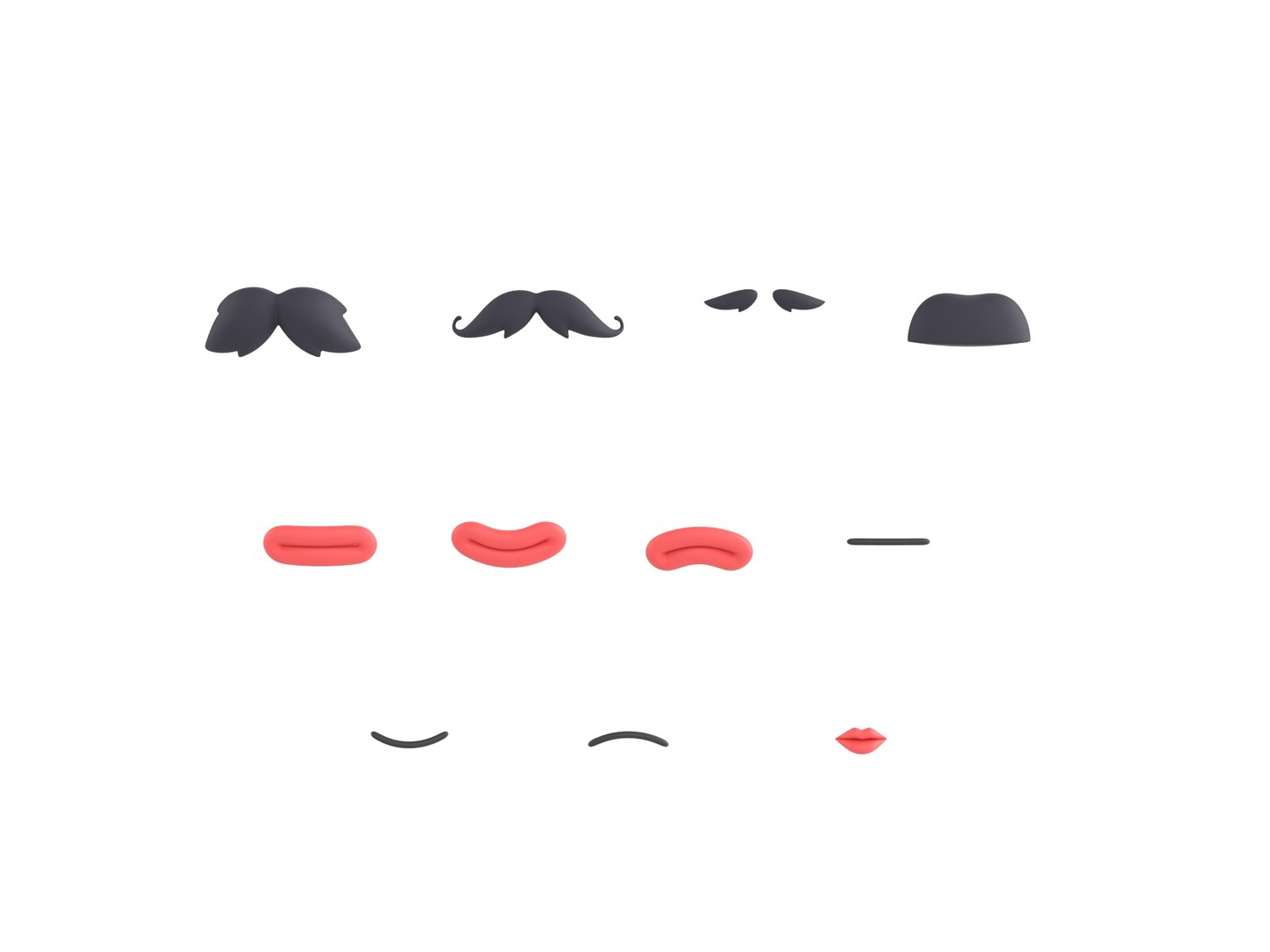 Cartoon Facial Parts Pack 3D - TurboSquid 2248448